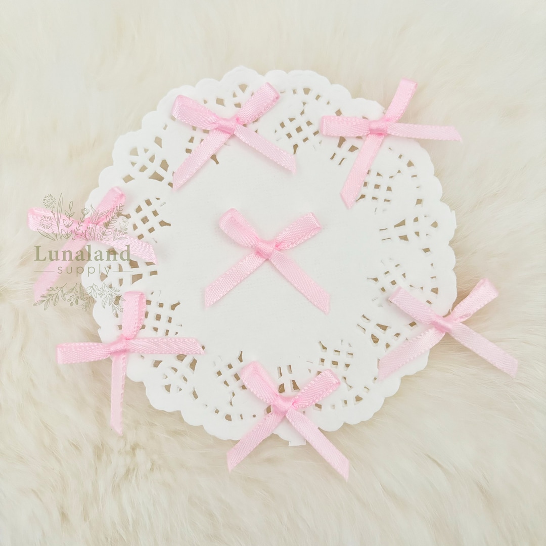 Mini Baby Pink Bows 1/8 Ribbon, Light Pink Satin Bows, Pink Ribbon Bows ...