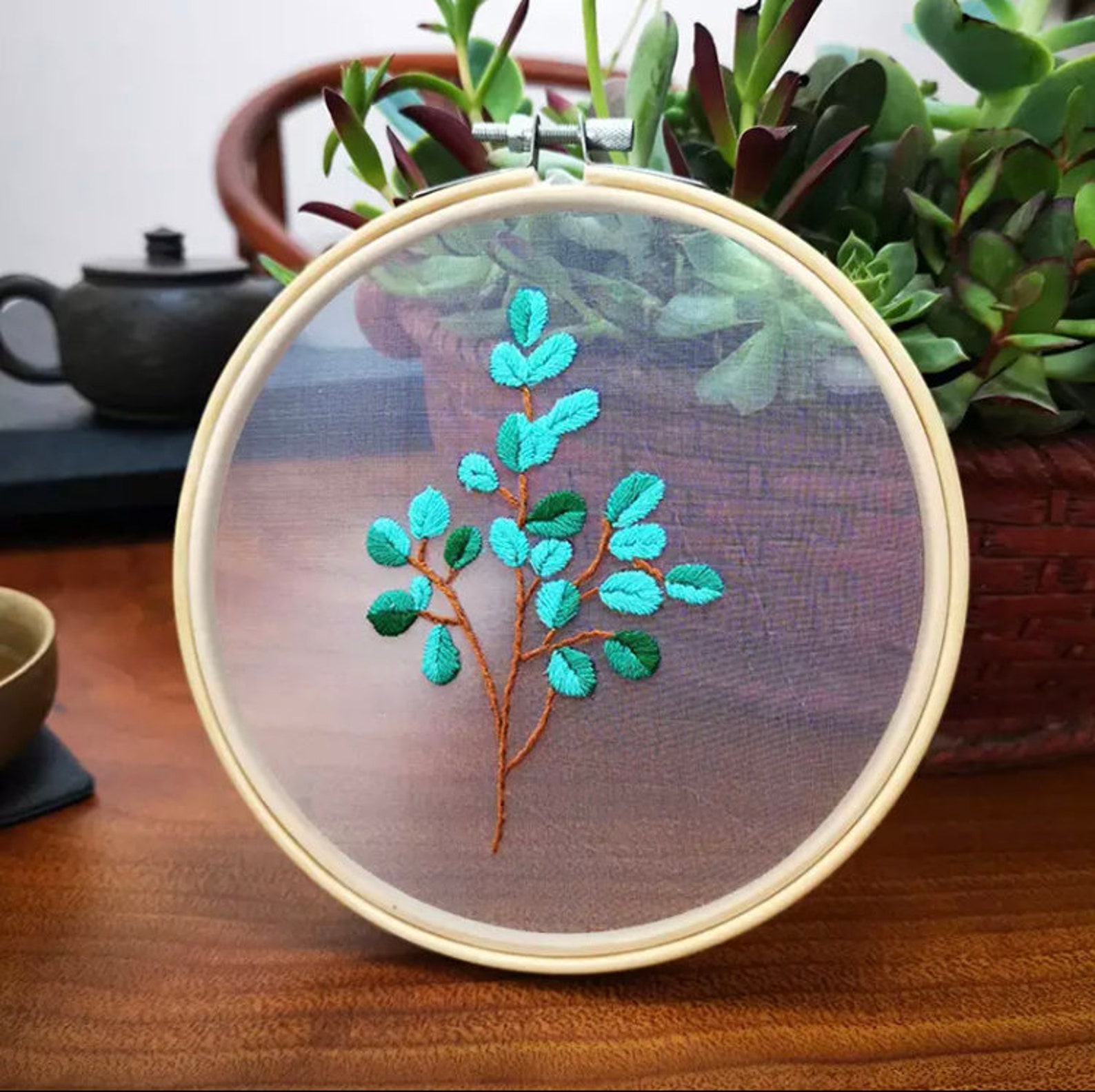 Transparent Embroidery Kitcontemporary Plant Hoop - Etsy