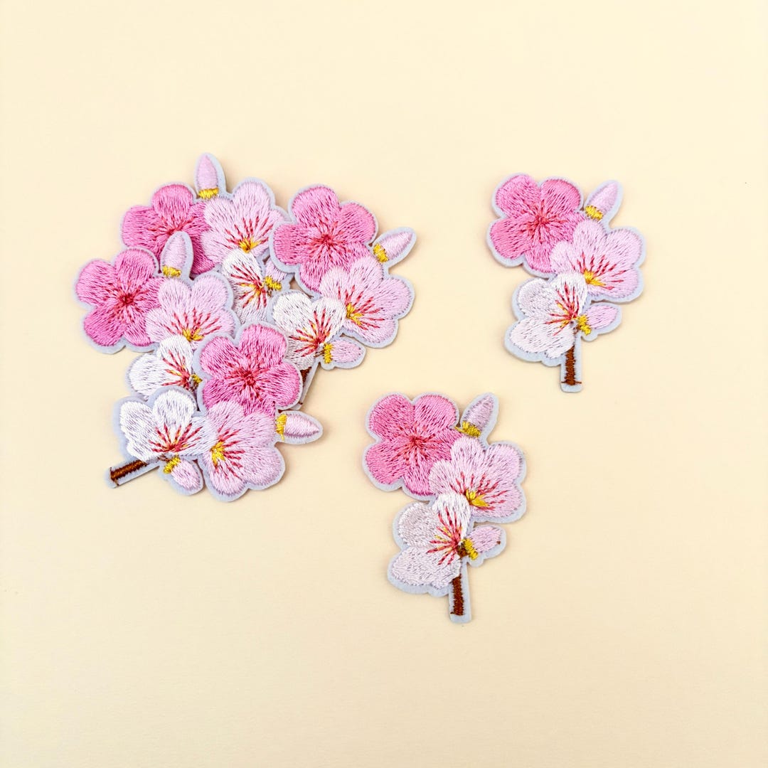 Cherry Blossom Flowers Iron on Patch,pink Flower Garden Nature ...