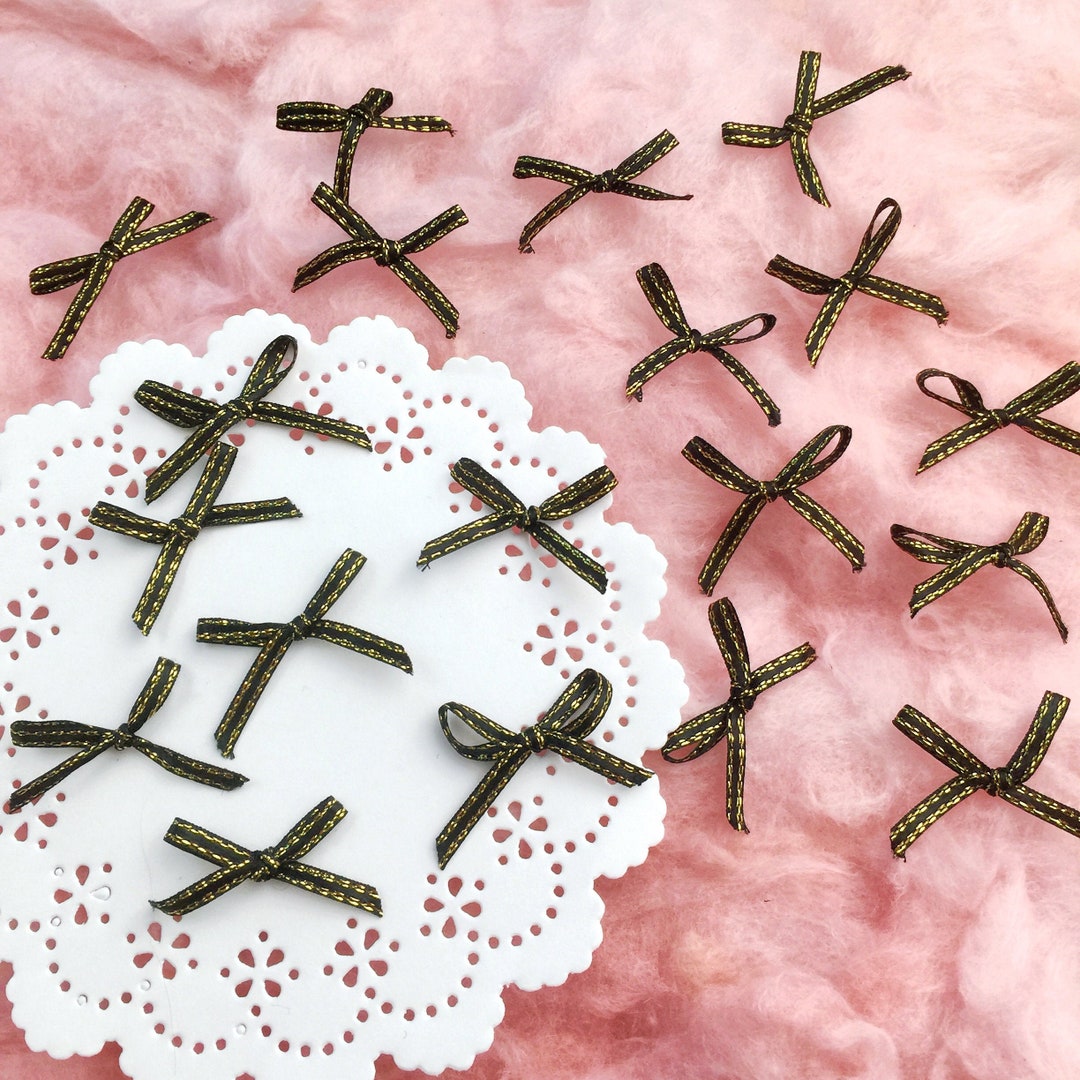 Black Glitter Bows, Glitter Edged Bows, Small Black Bows, Black Satin ...