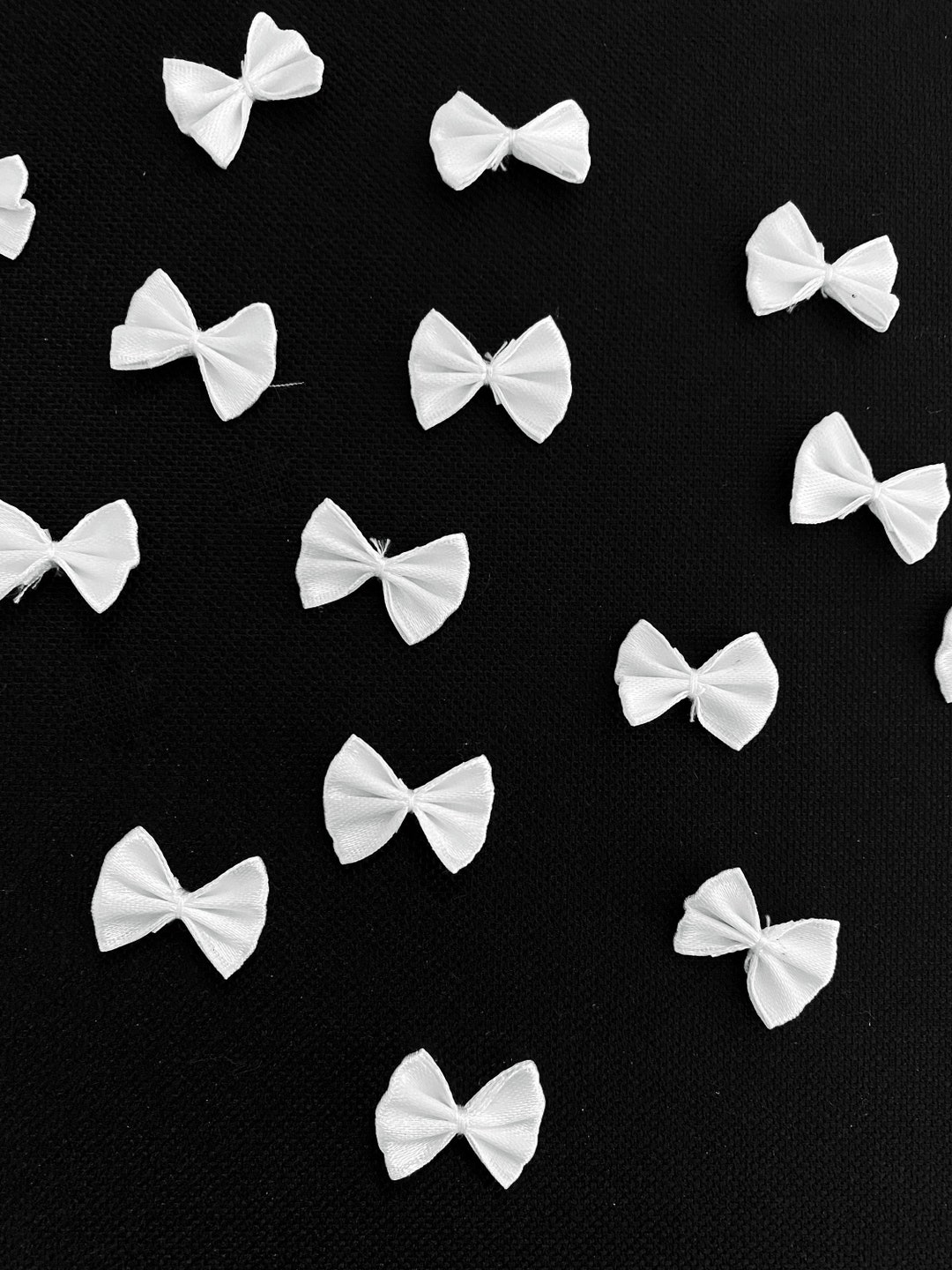 White Mini Bow Tie 20mm, White Ribbon Bows, Sewing Applique, Satin ...