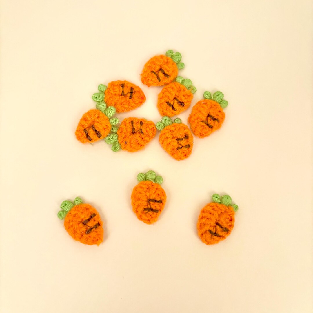 Mini Crochet Carrot Patch Sew On- Set of 3- Handmade Small Carrot ...
