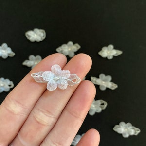 Tiny Silver White Flowers 20mm, Mini Fabric Flowers, Small Craft ...