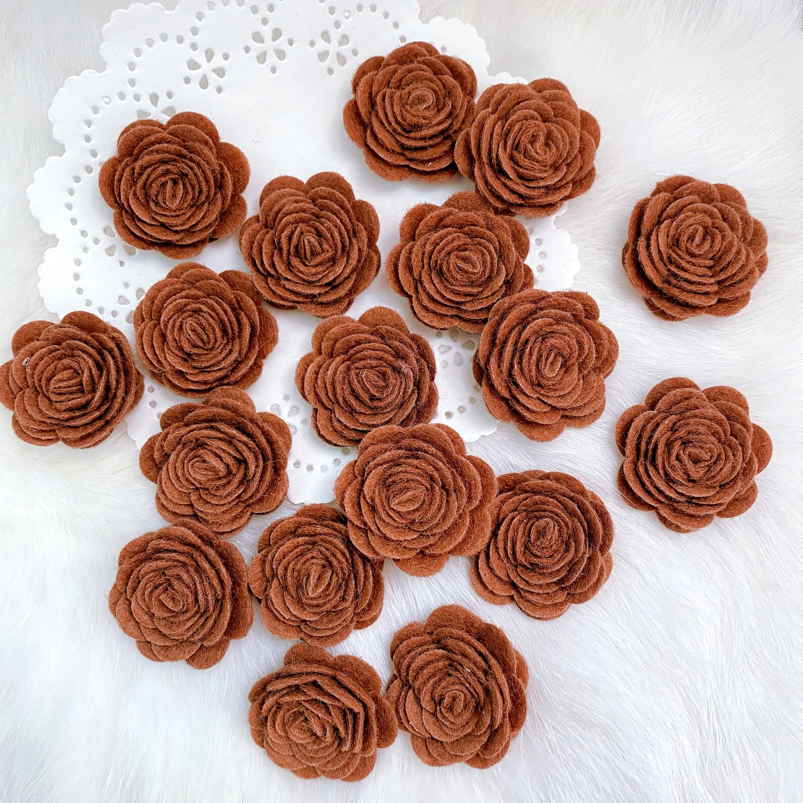Neutral Felt Roses Rustic Mix Wool Felt Flowers Earth Tone 3D ...