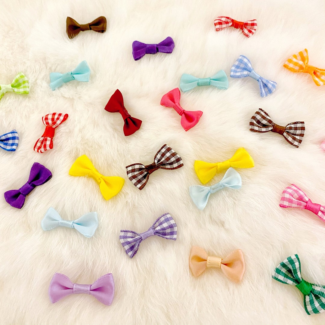 15 Mixed Mini Bows, Assorted Bows, Tiny Bow Tie, Mini Gingham Bows ...