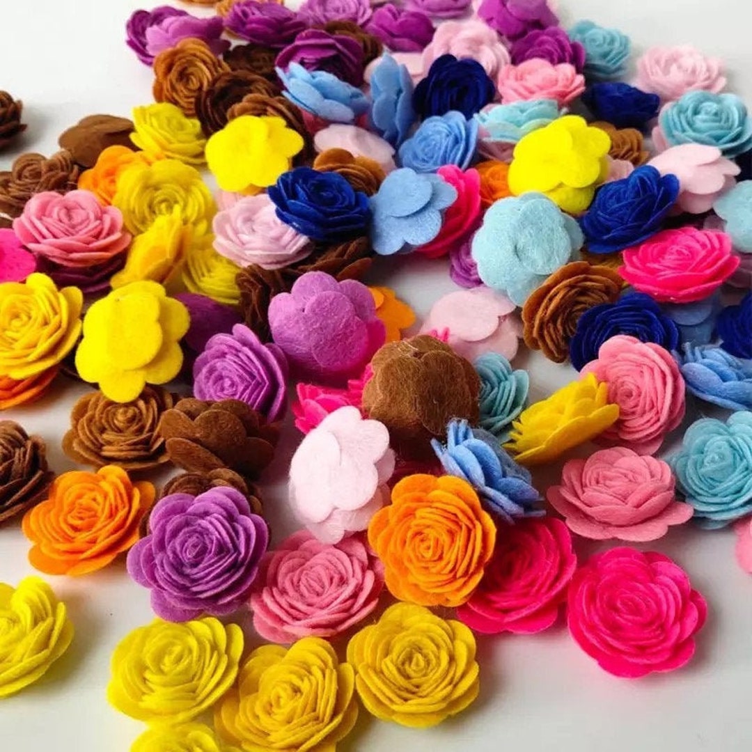 24pcs Mix Wool Felt Roses, Felt Flowers, DIY Headband, Felt Fabric ...