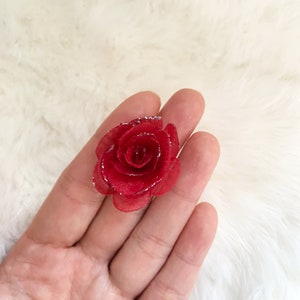 Small Dark Red Glitter Roses 30mm, Fabric Red Rose, Wedding Decor ...