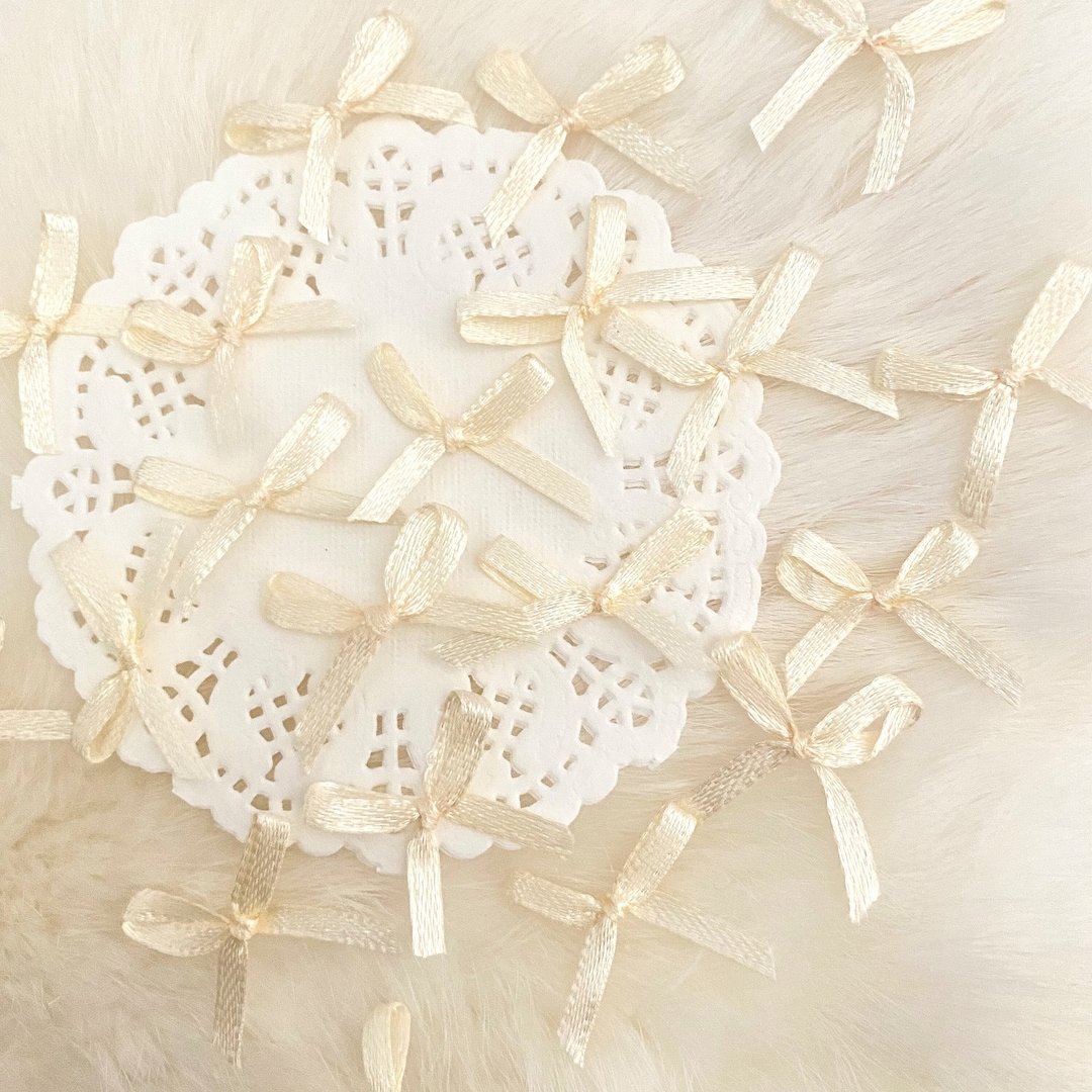 Mini Ivory Ribbon Bows 1/8 Ribbon, off White Fabric Bows, Handmade Bows ...