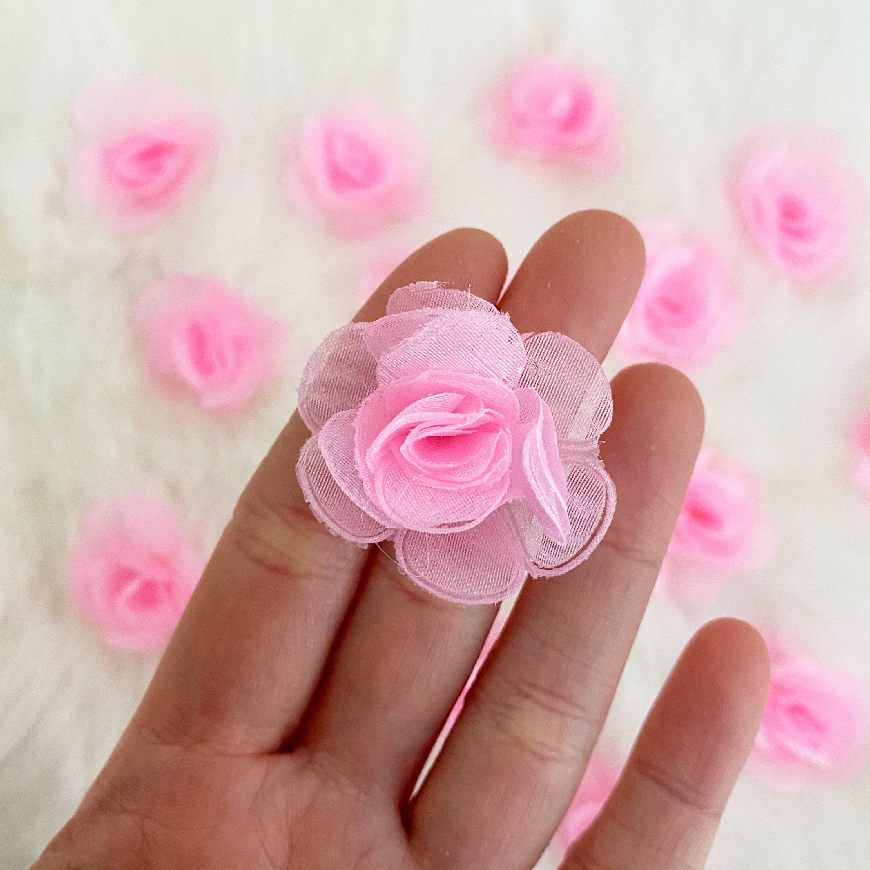 Pink Organza Roses 10-20 Small Craft Roses Wedding Floral | Etsy