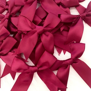 Wine Red Satin Bows 3.5 Inch XL, Dark Red Ribbon Bows, Handmade Fray ...