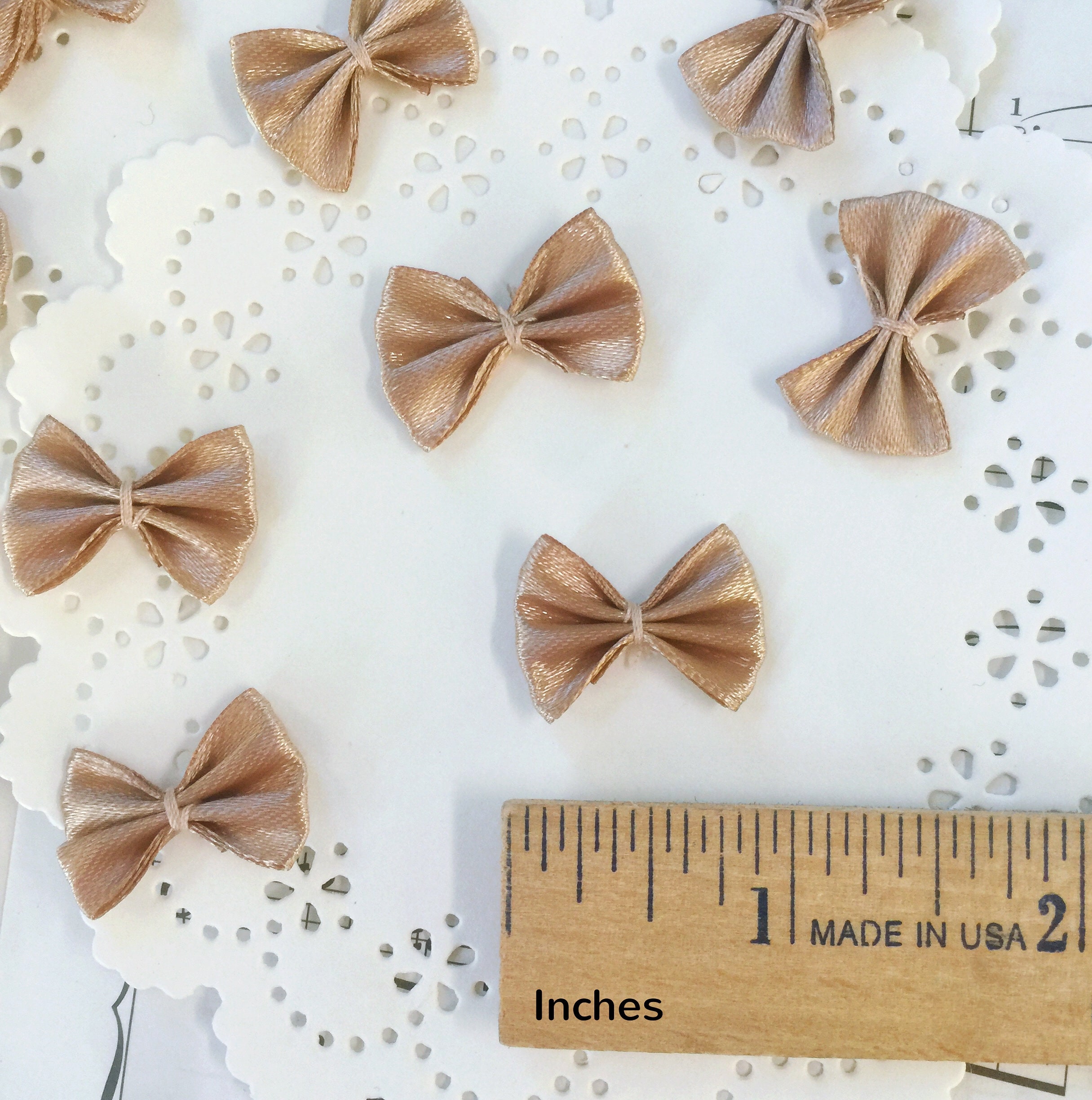 Bronze Mini Bow Tie 12 Pcs, 1 Inch Bow, Ribbon Bow, Tan Bow, Mini ...