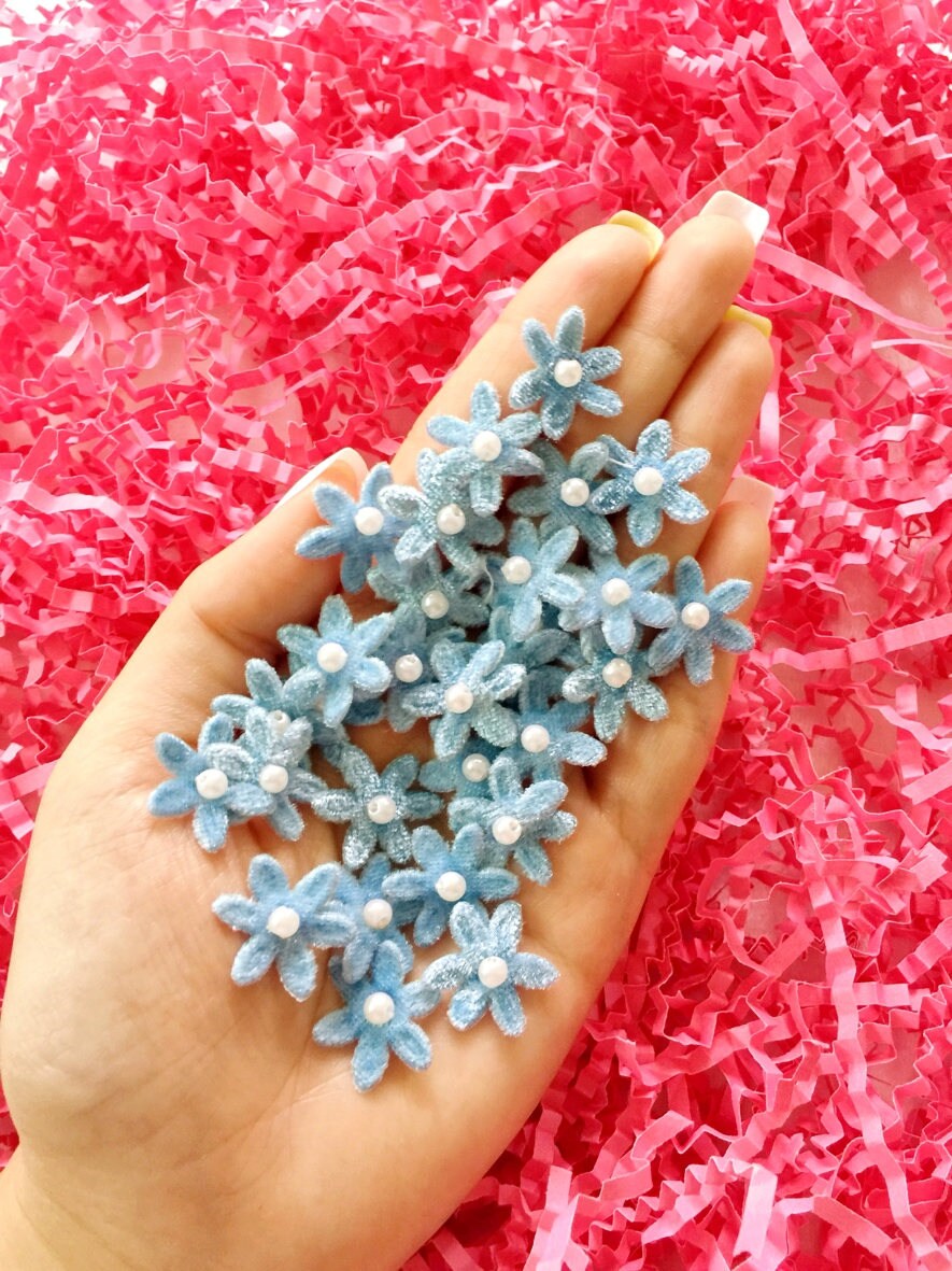 Blue Velvet Flowers Tiny Craft Flowers Mini Beaded Flowers - Etsy