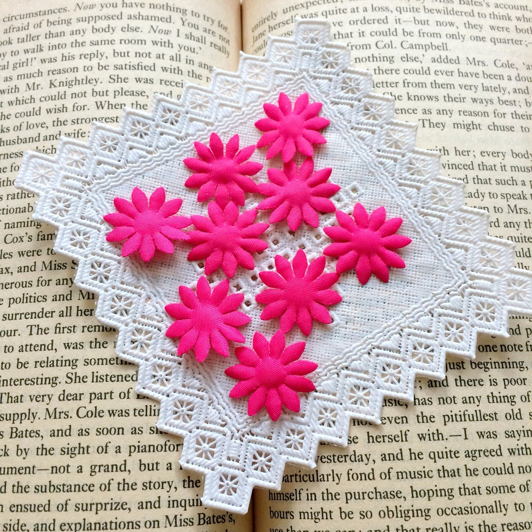 Hot Pink Sunflower 12pcs 20mm- Small Fabric Flowers, Flat Back Sew on ...