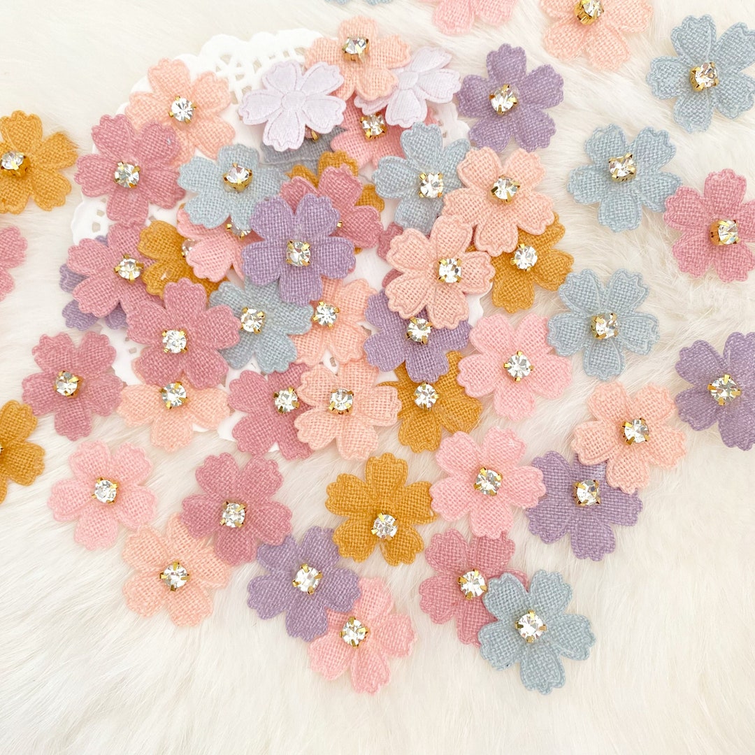15pcs Mix Rhinestone Flowers, Assorted Pastel Colors Applique, Floral ...