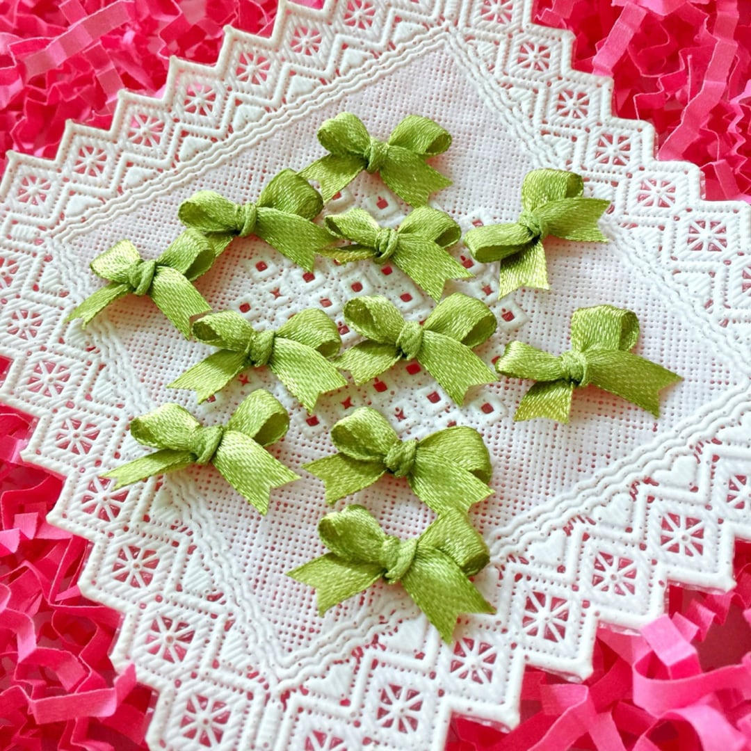 Tiny Olive Satin Bows 20mm, Green Ribbon Bows,mini Gift Bows, Small ...