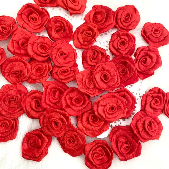 1 Inch Red Satin Roses XL Red Fabric Roses Small Roses for - Etsy