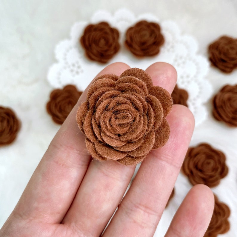 Neutral Felt Roses Rustic Mix Wool Felt Flowers Earth Tone 3D ...