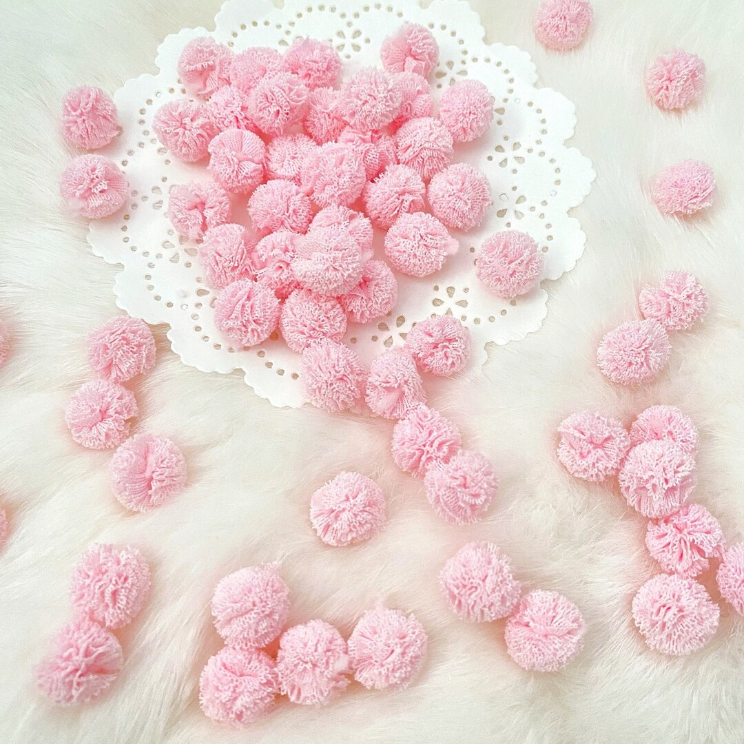 Baby Pink Tiny Pom Poms 7mm 15mm Soft Tulle Pom Pom Balls, Pink Mini ...