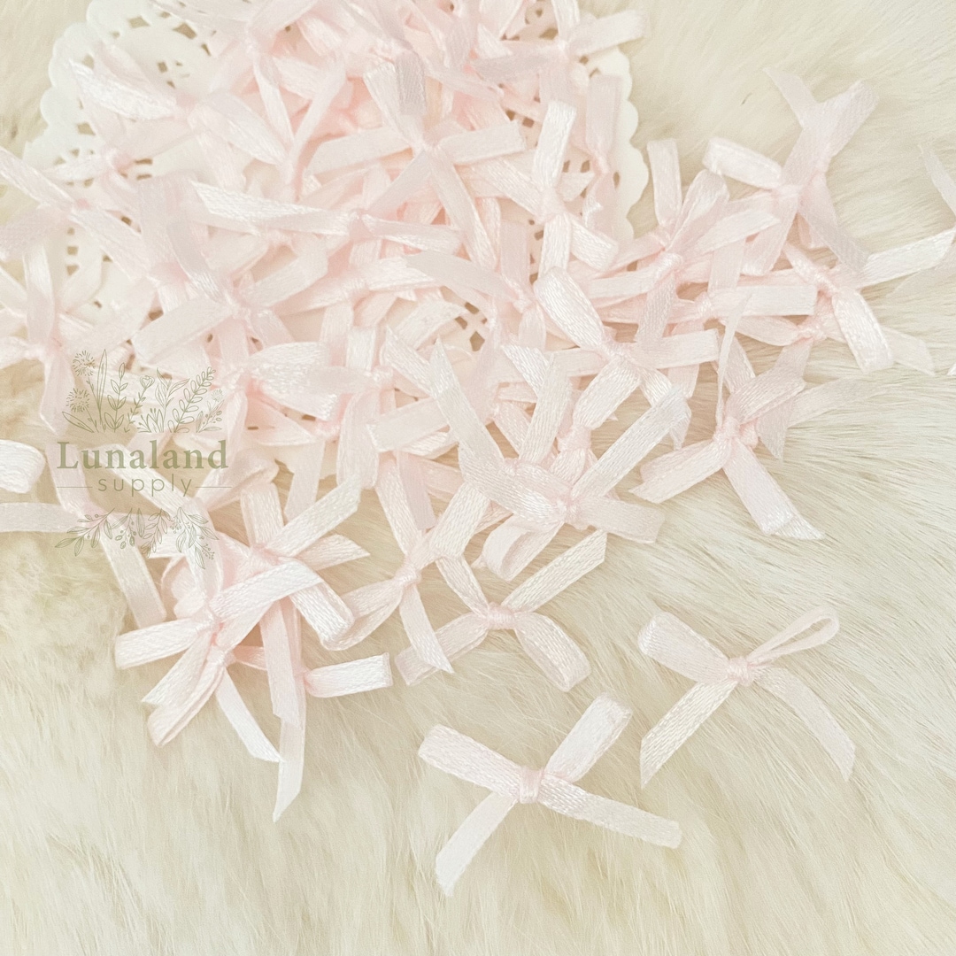 Light Pink Bows 1/8 Ribbon Bow, Baby Pink Bows, Pastel Pink Bows, Small ...