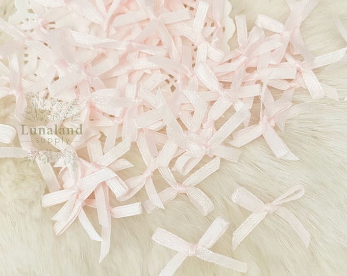 Light Pink Bows 1/8 Ribbon Bow, Baby Pink Bows, Pastel Pink Bows, Small ...