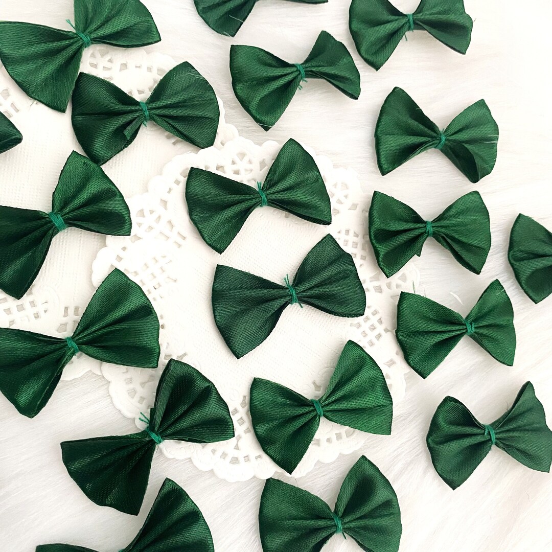 Emerald Green Bowties 12pcs 1.5", Green Fabric Bows, Small Bows for ...