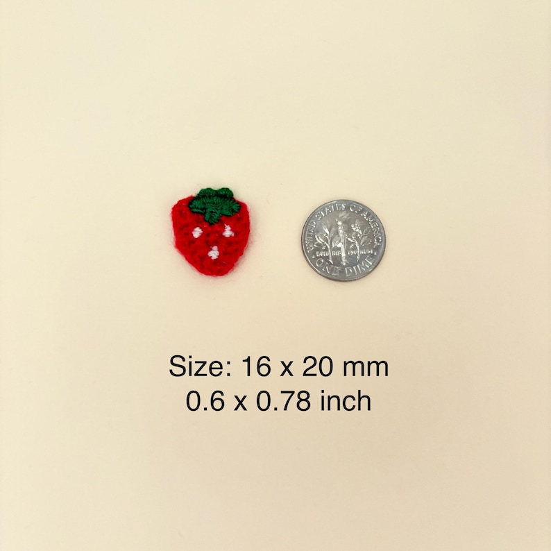 Mini Crochet Strawberry Patch Sew On- Set of 3- Small Strawberry ...