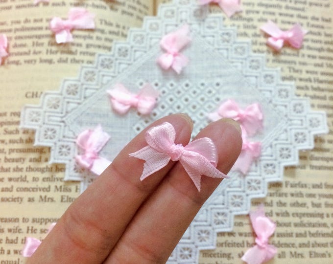 Tiny Pink Bows 25-50pcs, Silk Gift Bows, Multi Purpose Bows, Pink ...