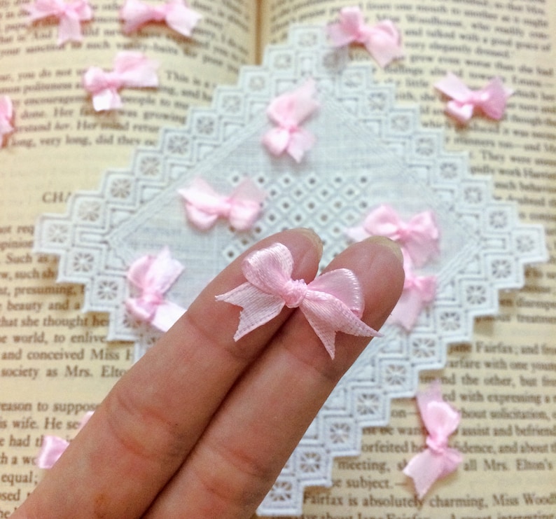 Tiny Pink Bows 20mm, Silk Gift Bows, Multi Purpose Bows, Pink Ribbon ...