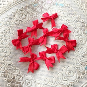 Tiny Red Bows 20mm, Mini Satin Bows, Red Ribbon Bows, Mini Noeud, Gift ...