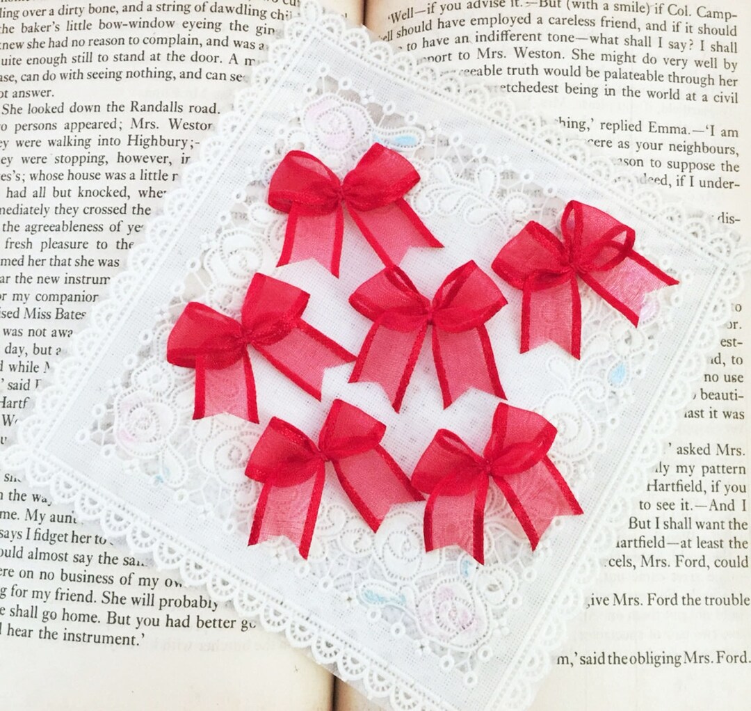 Red Organza Bows 20/50pcs, Sheer Bows, Red Ribbon Bows, Satin Edge Bows ...