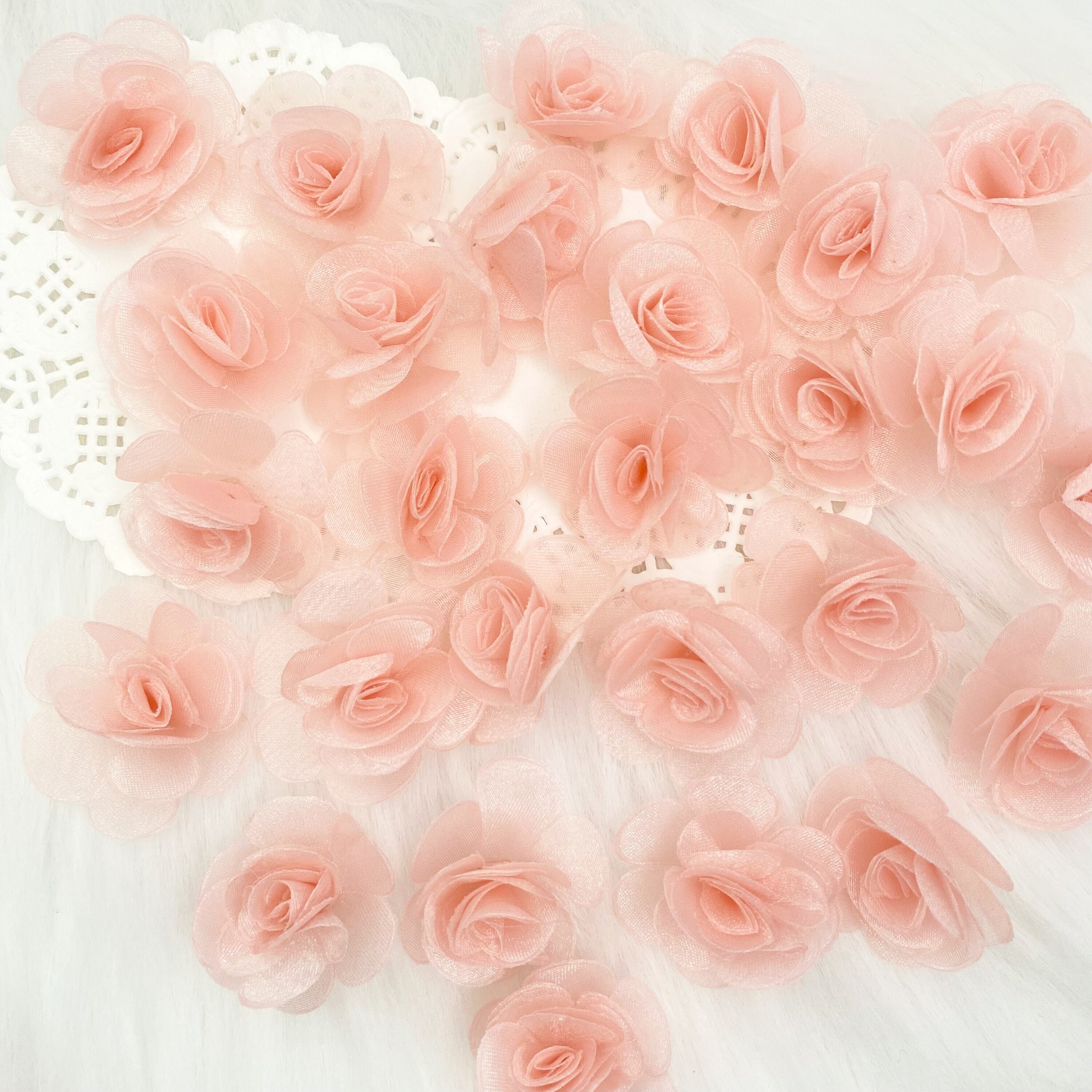 Blush Pink Organza Roses 1.5inch Pink Fabric Roses Crafting - Etsy