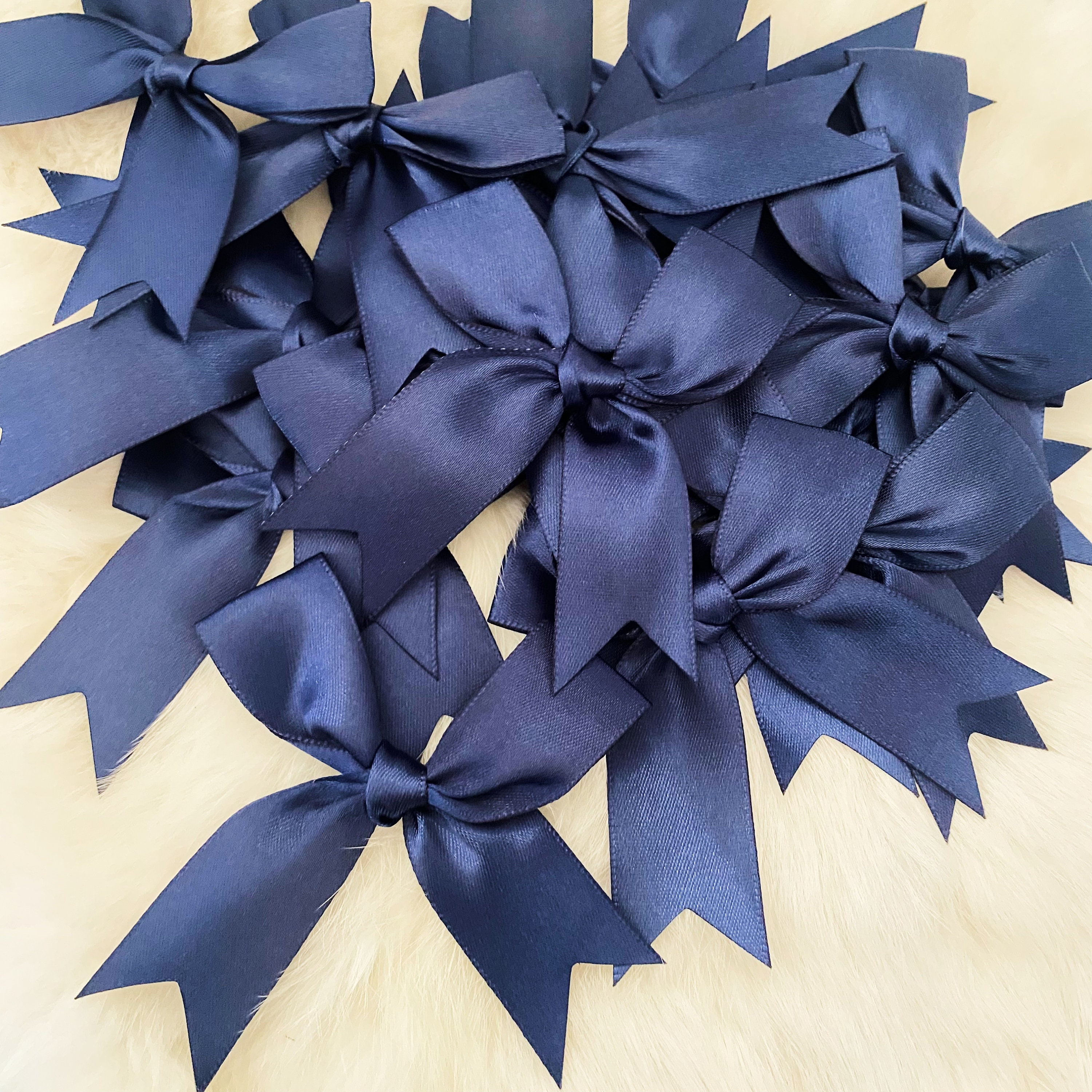 Large Navy Blue Bows 3.5 Inch XL, Dark Blue Ribbon Bows, Hand Tied Fray ...