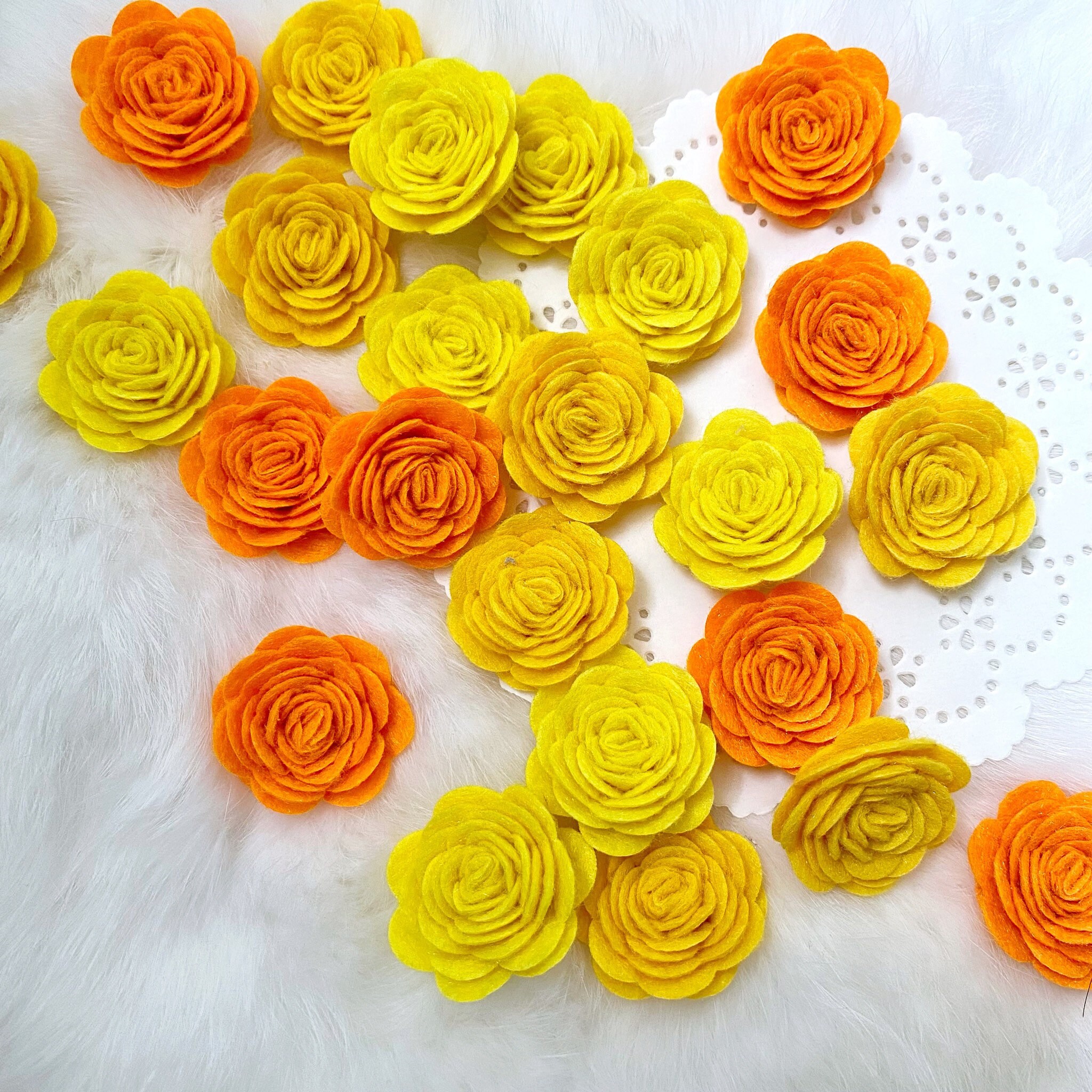 Yellow Mix Felt Roses Fall Flower Decor Wool Felt Flowers3D | Etsy