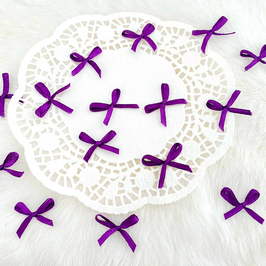 Small Purple Bows 1/8 Ribbon, Satin Purple Bows, Craft Bows, Bows ...
