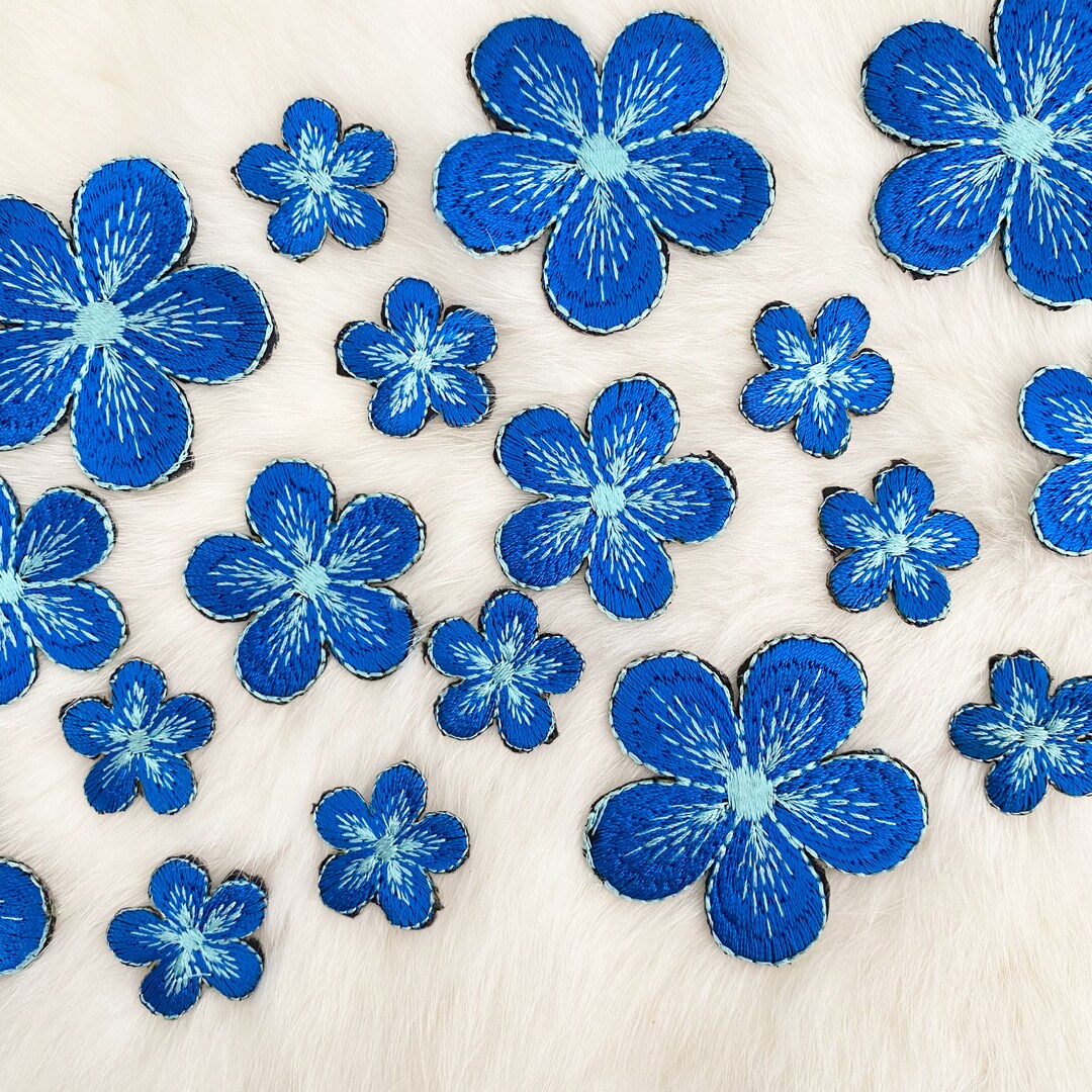 Royal Blue Set Iron on Cherry Blossom 3 Sizes, Flowers Embroidery ...