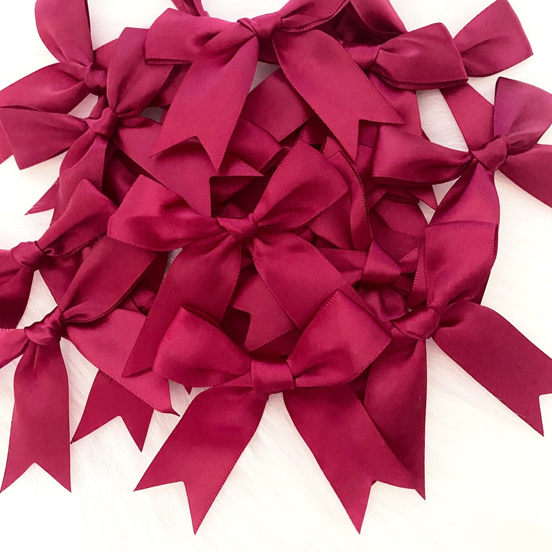 Wine Red Satin Bows 3.5 Inch XL, Dark Red Ribbon Bows, Handmade Fray ...