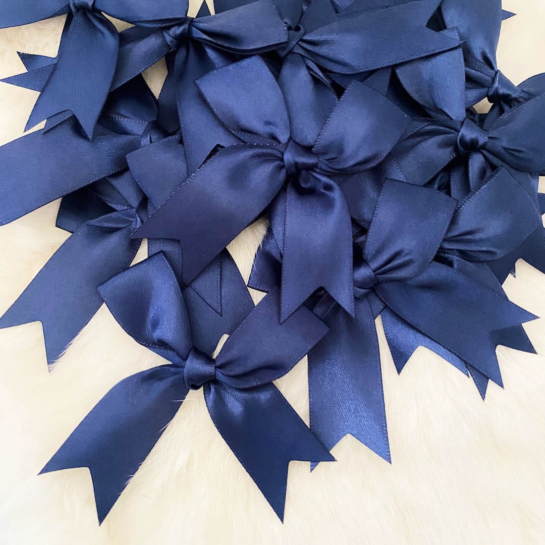 Large Navy Blue Bows 3.5 Inch XL, Dark Blue Ribbon Bows, Hand Tied Fray ...