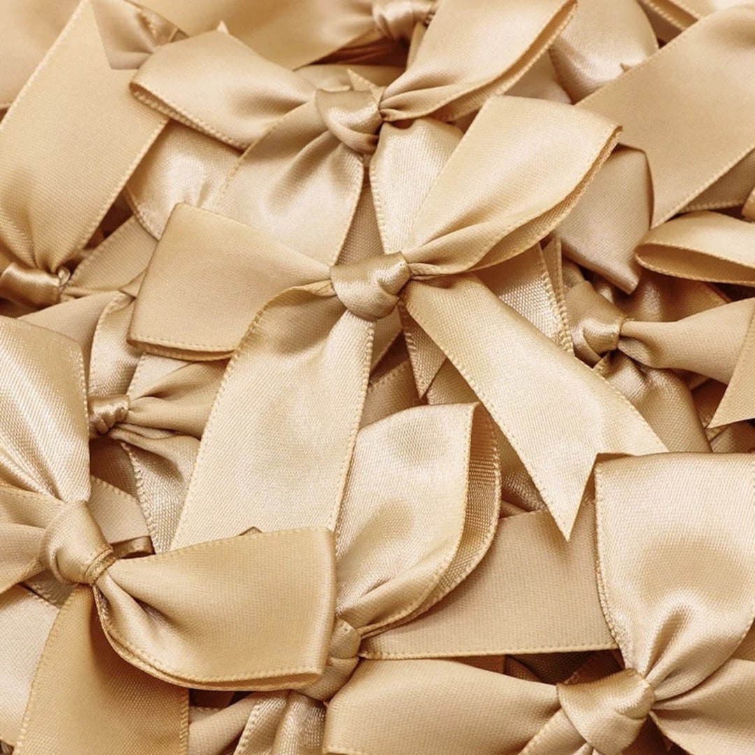 Big Gold Satin Bows 3.5 Inch, Gold Ribbon Bows, Party Gift Bags Favor ...