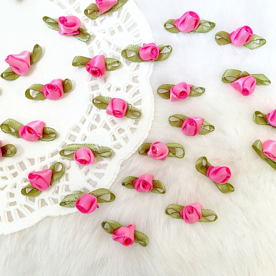 Small Hot Pink Rosebuds 20mm, Mini Pink Satin Roses, Small Fabric ...