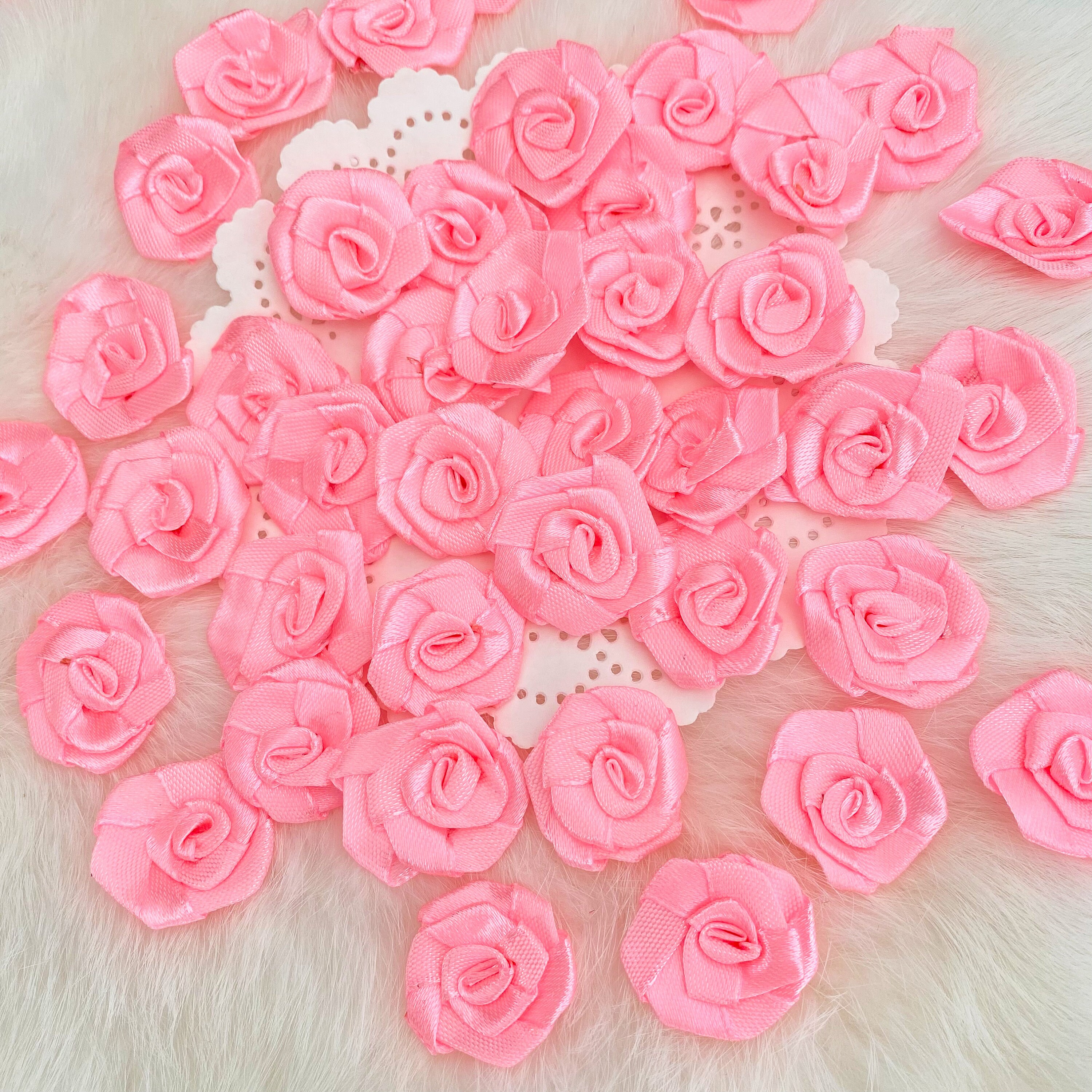 1 Inch Pink Satin Roses xlpink Fabric Roses Small Roses - Etsy
