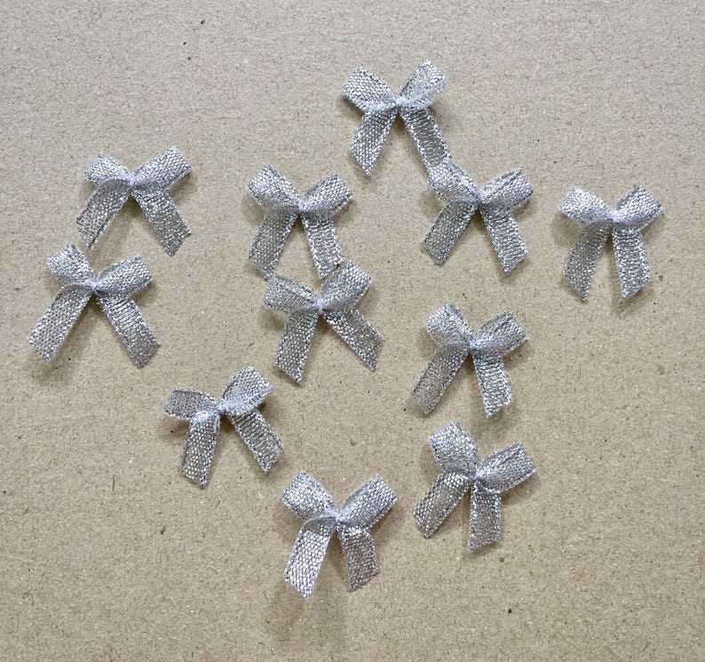 Silver Glitter Bows 25-50pcs Metallic Silver Ribbon Lurex - Etsy