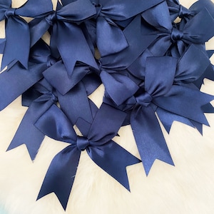 Large Navy Blue Bows 3.5 Inch XL, Dark Blue Ribbon Bows, Hand Tied Fray ...