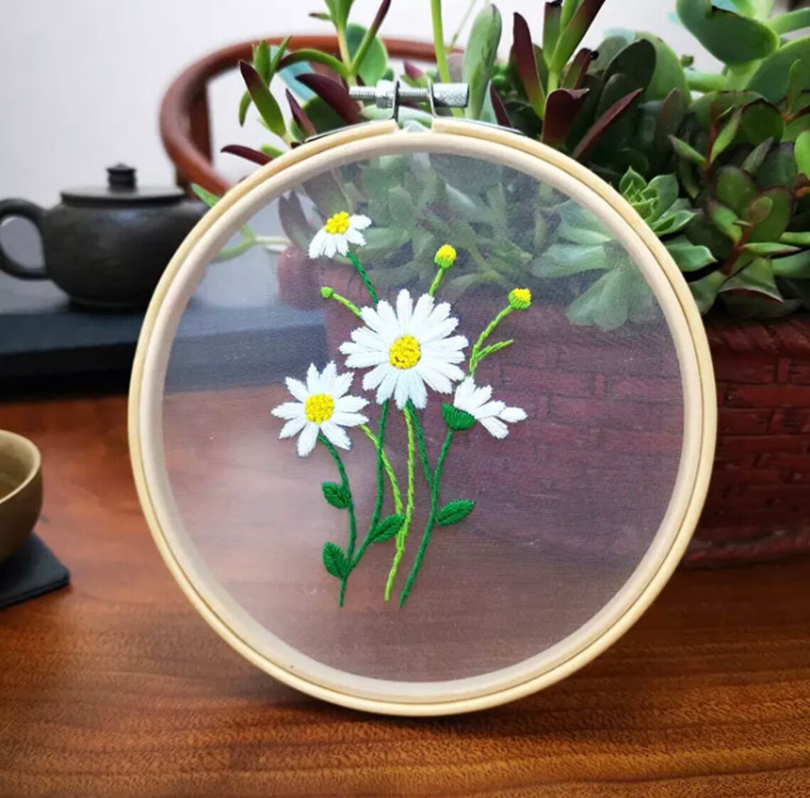 Transparent Embroidery Kitcontemporary Plant Hoop - Etsy