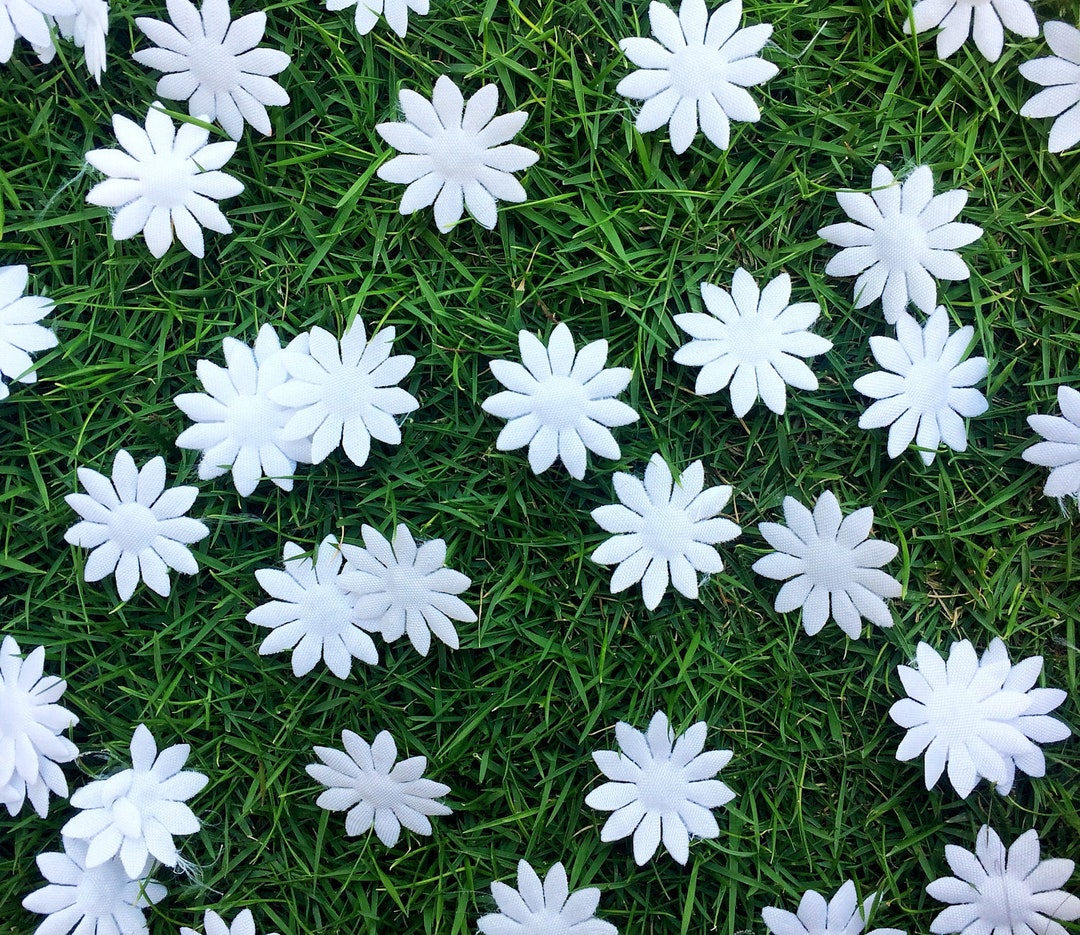 White Fabric Sunflower 12pcs 20mm, White Flat Back Flowers, Padded ...