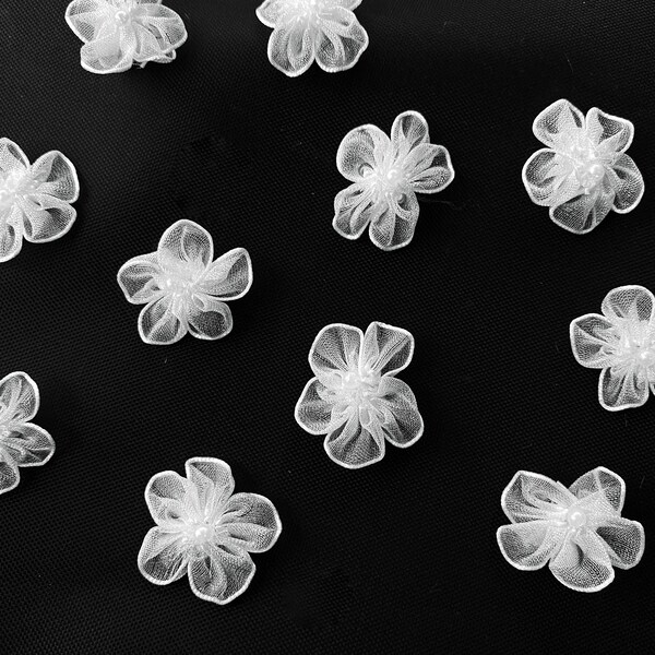 White Fabric Flower - Etsy