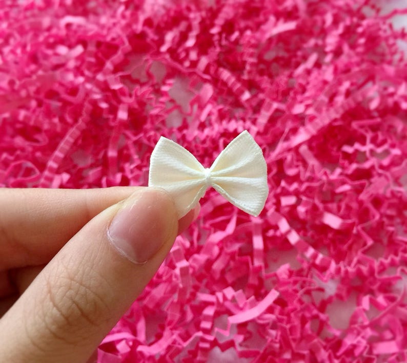 Ivory Mini Bow Tie (1"), Mini Ribbon Bows, Bows Applique,satin Bows ...