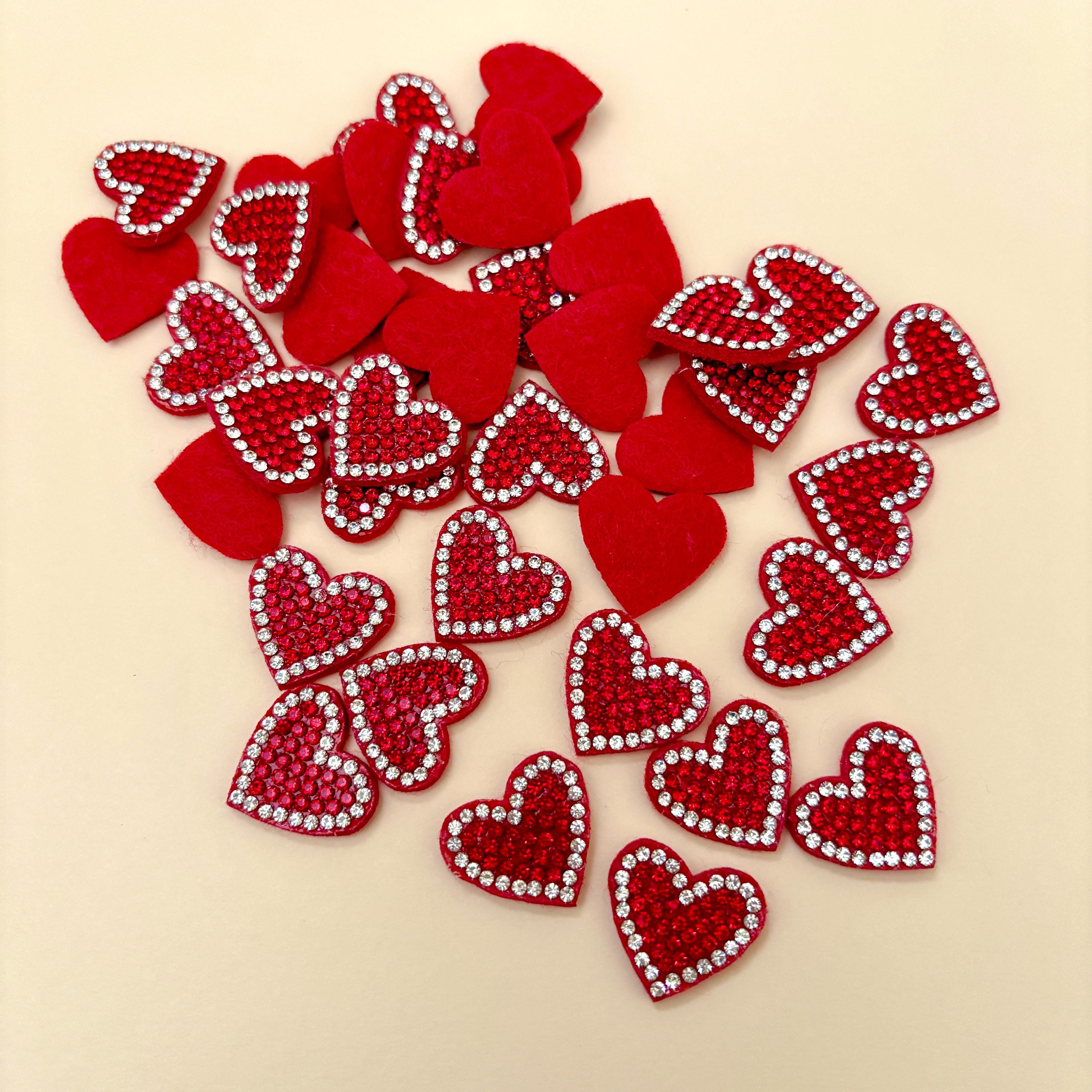 6pcs Small Rhinestone Heart Appliques, Diamond Patch, Mini Heart ...