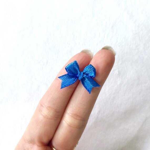 Tiny Cobalt Blue Bows 25-50 Pcs Mini Satin Bows Hand Tied - Etsy