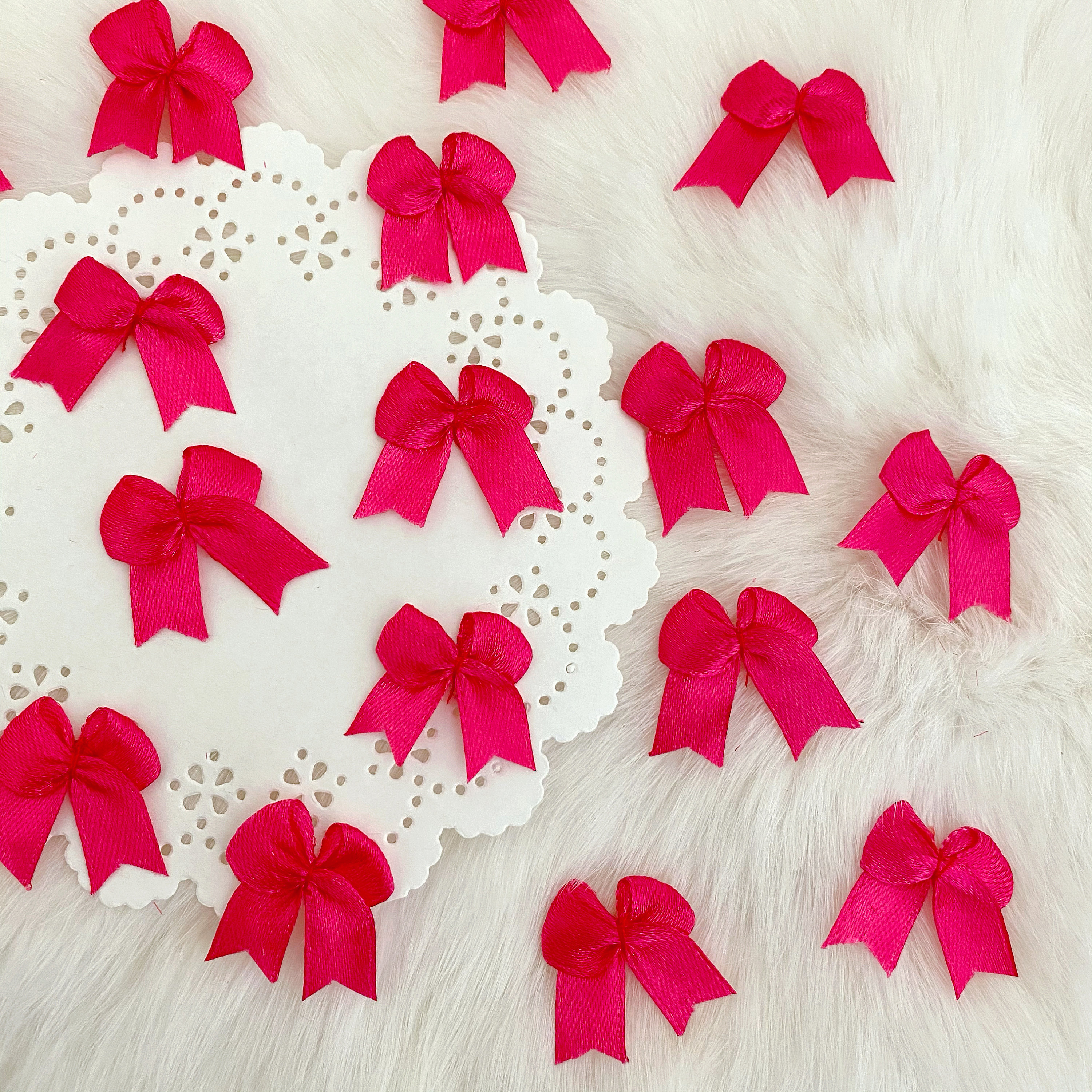 Hot Pink Bows 25-50 Pcs, Pink Satin Bows, Small Craft Bows, Card Making ...