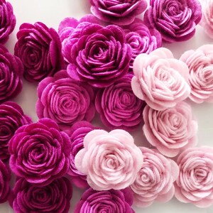 24pcs Mix Wool Felt Roses, Felt Flowers, DIY Headband, Felt Fabric ...
